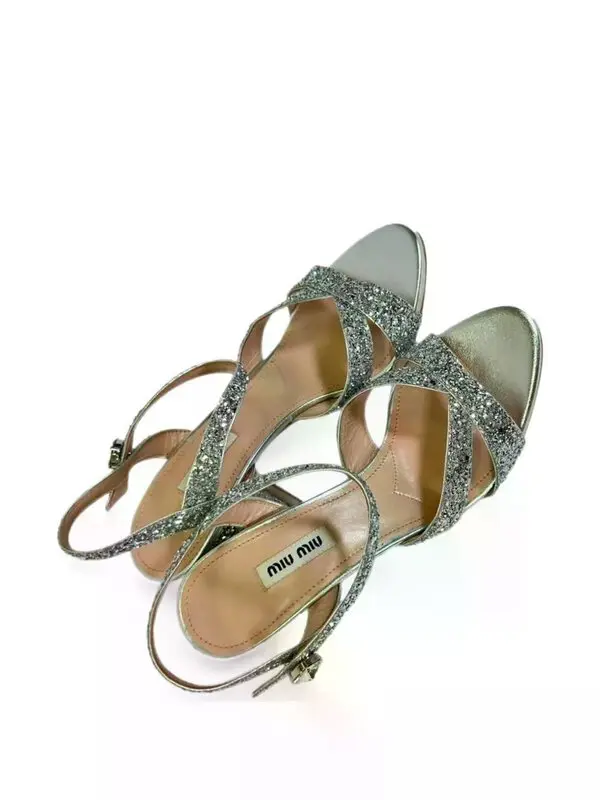 Miu Miu Crystal-embellished Leather Sandals