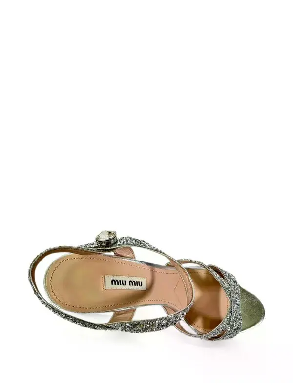 Miu Miu Crystal-embellished Leather Sandals