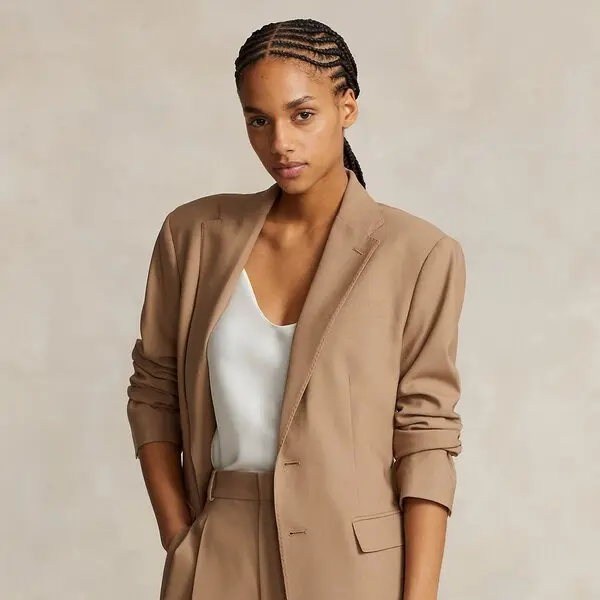 Ralph Lauren Single-breasted Stretch Wool Blazer - Camel