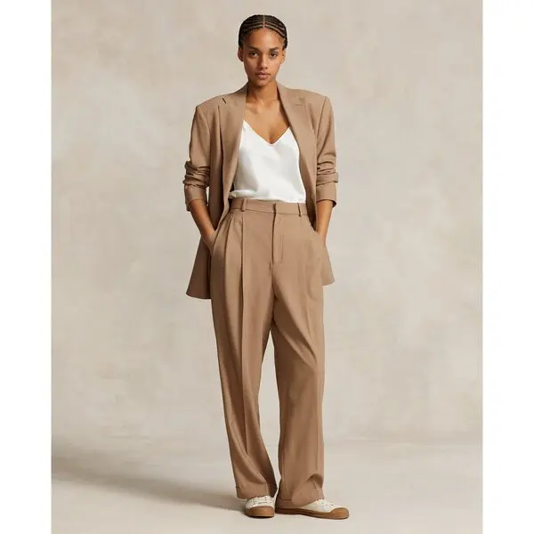 Ralph Lauren Single-breasted Stretch Wool Blazer - Camel