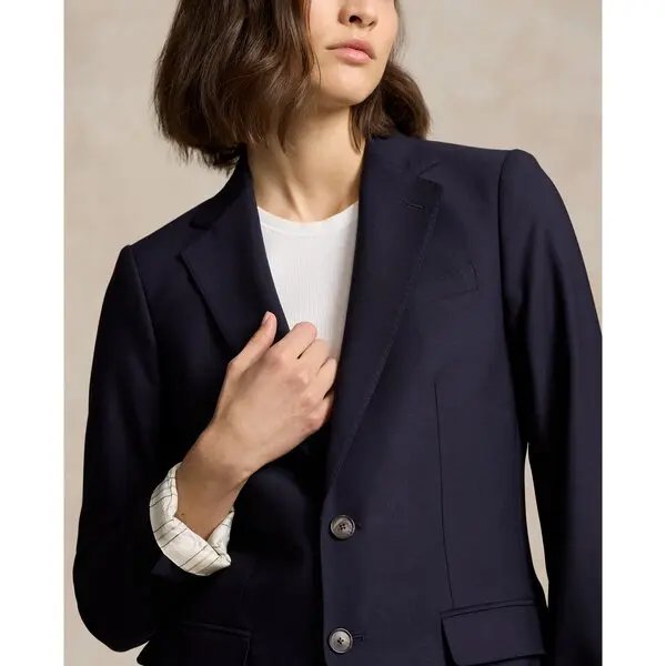Ralph Lauren Single-breasted Stretch Wool Blazer - Navy