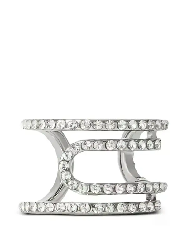 Off-White Paperclip Strass-embellished Ring - Silver