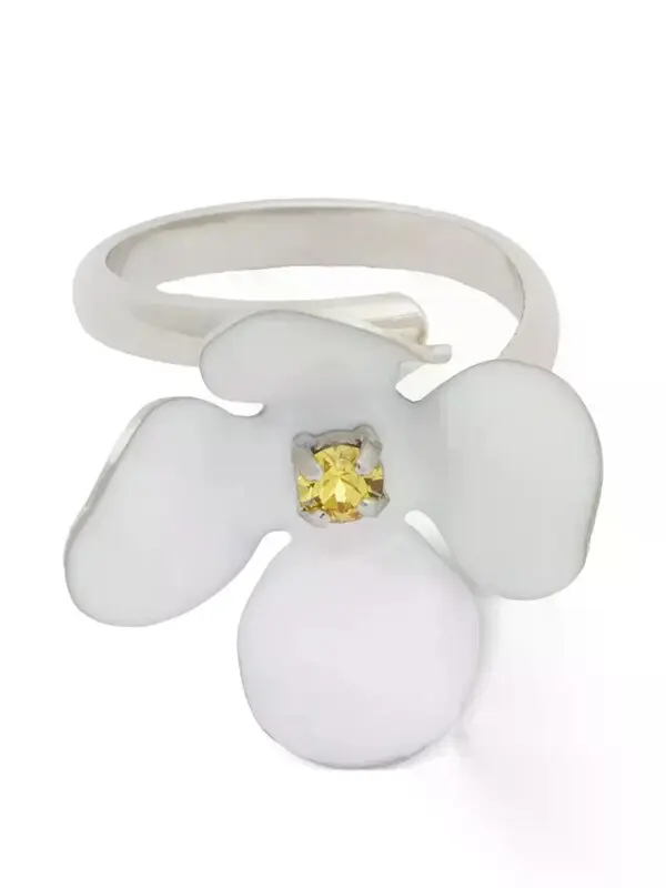 Marni Enamel Daisy Ring - Silver