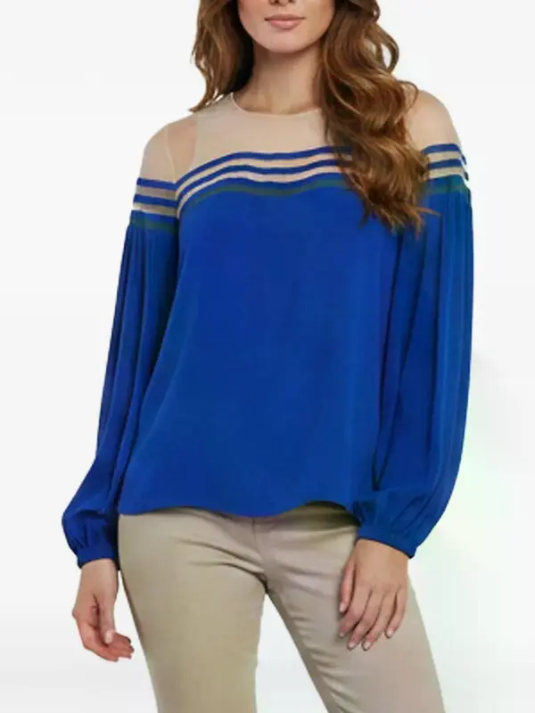 Fendi Mesh Illusion-neck Blouse - Blue