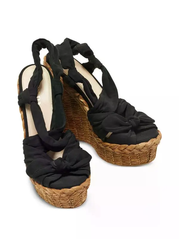 Prada Raffia Wedge Sandals