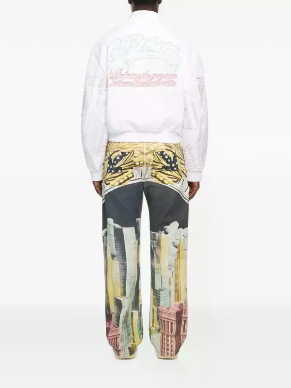 Off-White Skyline Embroidered Cropped Bomber Jacket