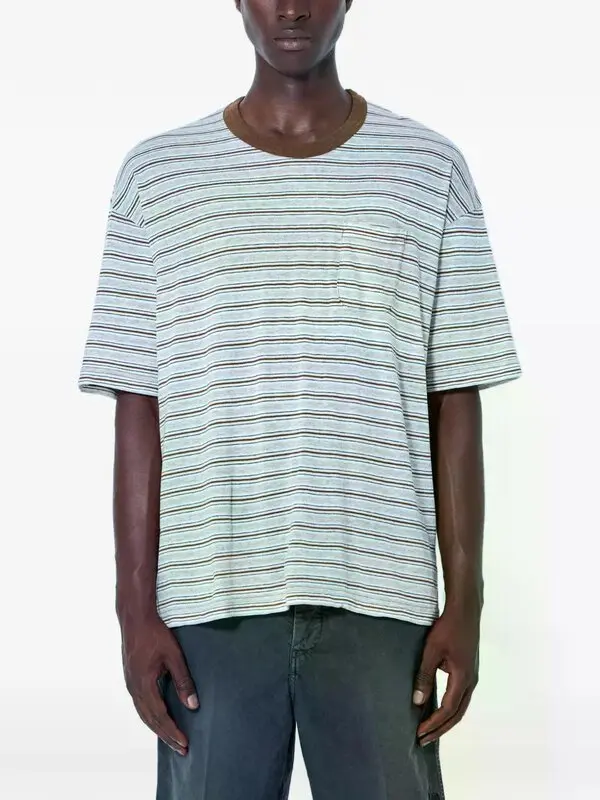 Visvim Striped Chest-pocket T-shirt - Grey