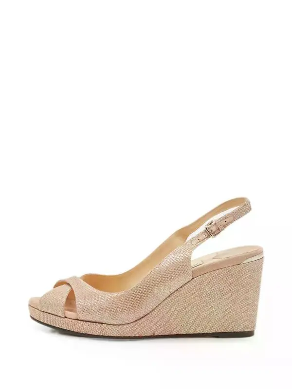 JIMMY CHOO Embossed Suede Wedge Sandals - Neutrals
