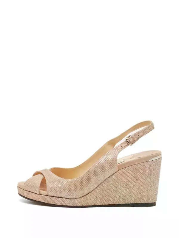 JIMMY CHOO Embossed Suede Wedge Sandals - Neutrals