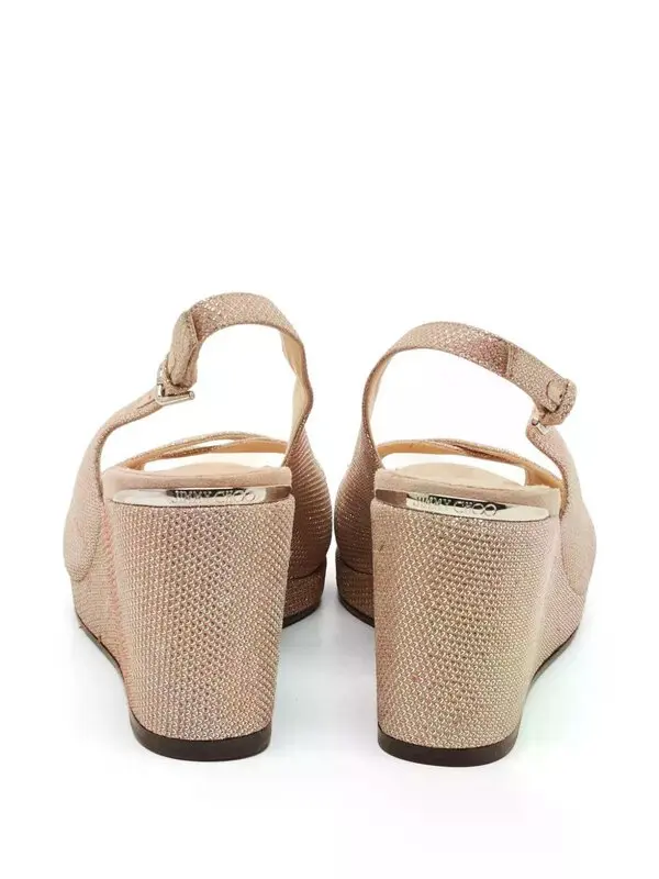 JIMMY CHOO Embossed Suede Wedge Sandals