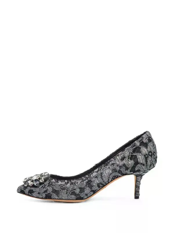Dolce & Gabbana Bellucci Crystal-embellished Lace Pumps - Silver
