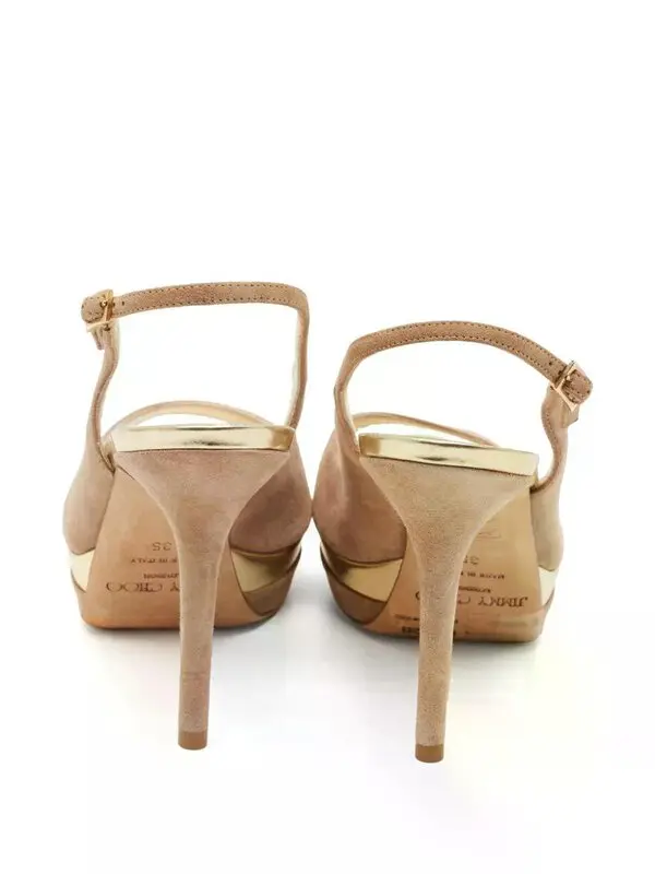 JIMMY CHOO Beige Peep-toe Platform Slingback Sandals