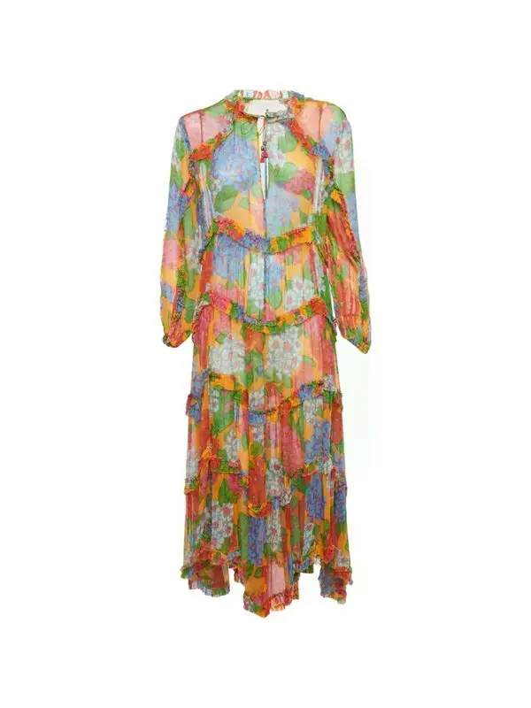 Zimmermann Floral-print Ruffled Maxi Dress - Orange
