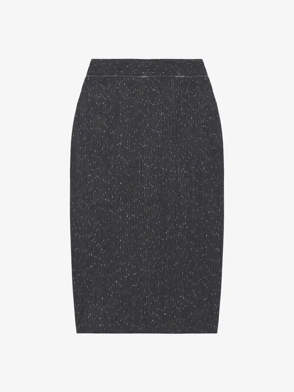 Alexander McQueen Flecked Pinstripe Slashed Zip Pencil Skirt - Grey