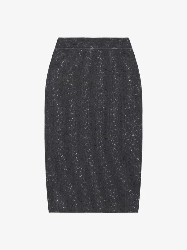 Alexander McQueen Flecked Pinstripe Slashed Zip Pencil Skirt - Grey