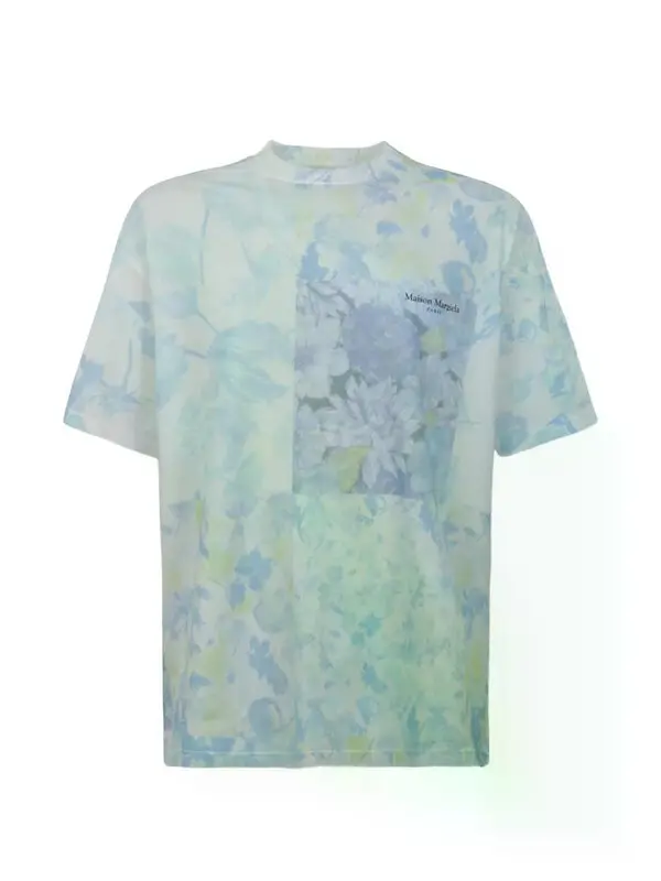 MAISON MARGIELA Floral-print Patchwork T-shirt - Blue