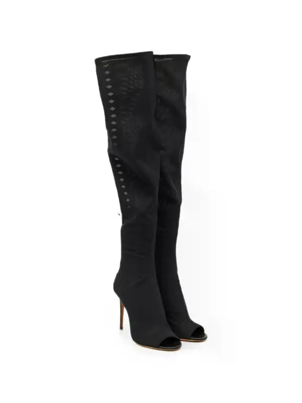 JIMMY CHOO Over-the-knee Mesh Boots - Black