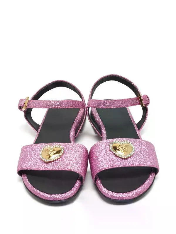 Versace Medusa Crystal Embellished Slingback Sandals