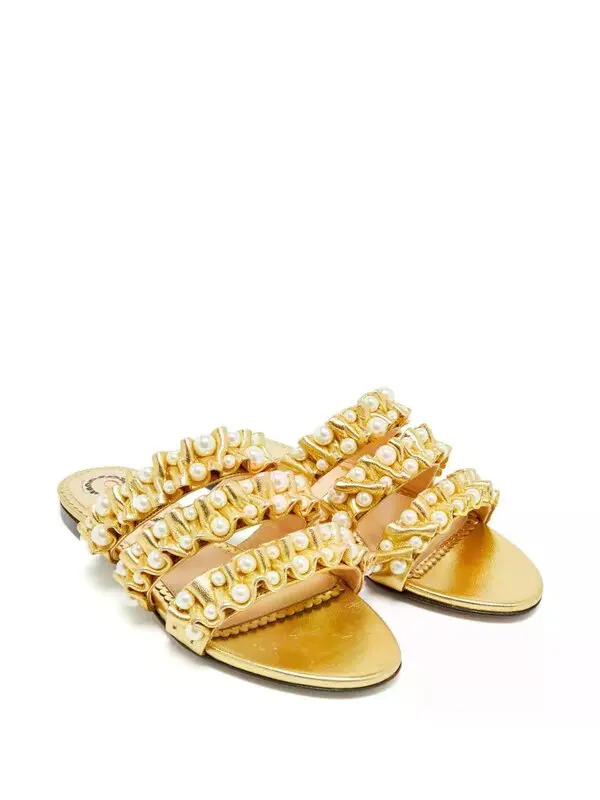 CHARLOTTE OLYMPIA Embellished Pleated Flat Sandals
