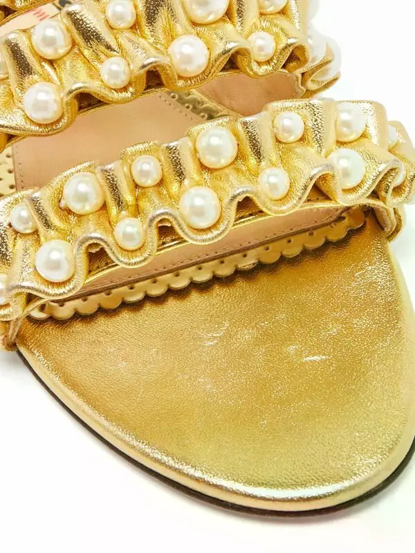CHARLOTTE OLYMPIA Embellished Pleated Flat Sandals