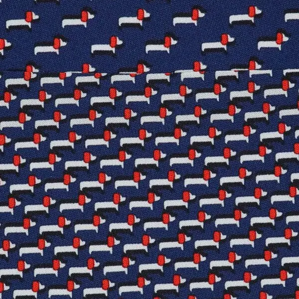 FERRAGAMO Navy Blue/red Dachshund Print Silk Tie
