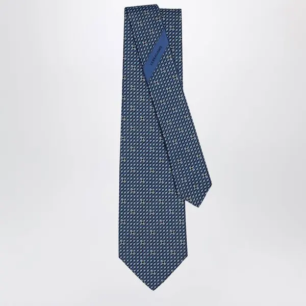 FERRAGAMO Gancini Print Silk Neck Tie
