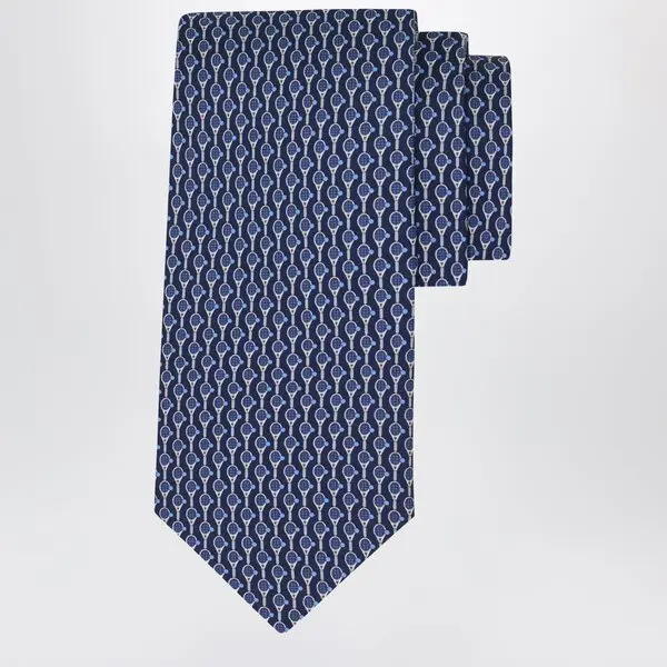 FERRAGAMO Silk Tennis Print Neck Tie - Multicolor