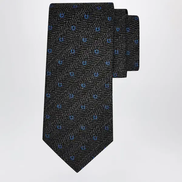 FERRAGAMO Gancini Chevron Neck Tie - Multicolor