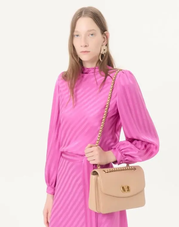 Valentino Garavani Midi Dress In Logo-stripe Shiny-matte Jacquard