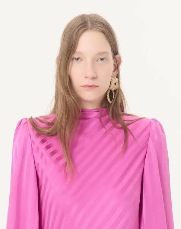 Valentino Garavani Midi Dress In Logo-stripe Shiny-matte Jacquard