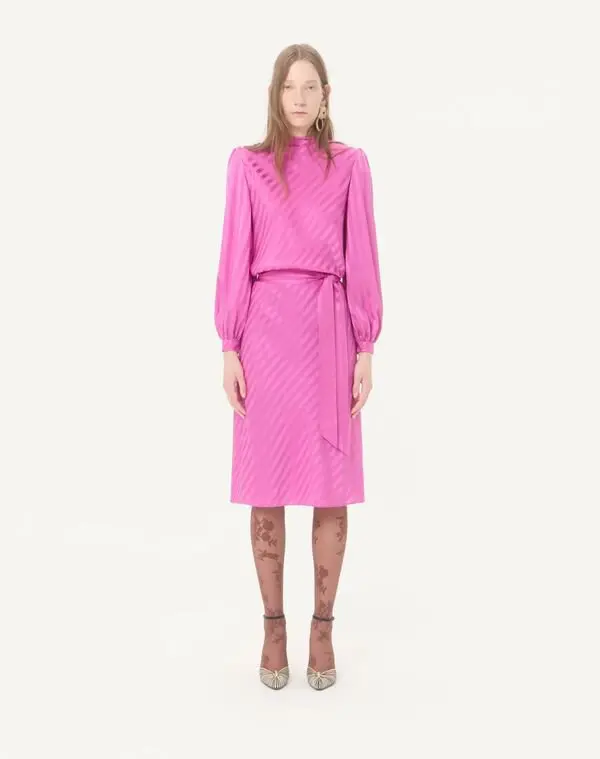 Valentino Garavani Midi Dress In Logo-stripe Shiny-matte Jacquard