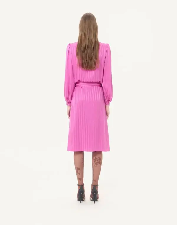 Valentino Garavani Midi Dress In Logo-stripe Shiny-matte Jacquard