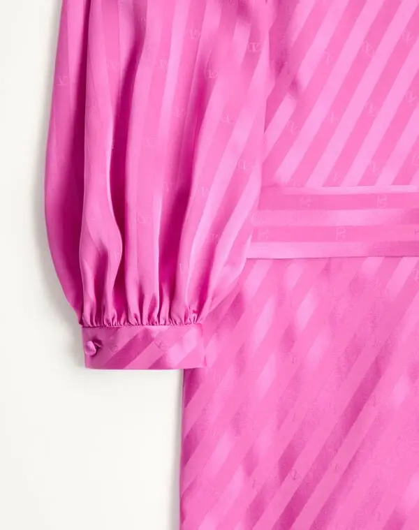 Valentino Garavani Midi Dress In Logo-stripe Shiny-matte Jacquard