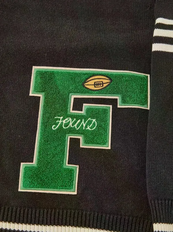FOUND Patch-detail Striped Cardigan