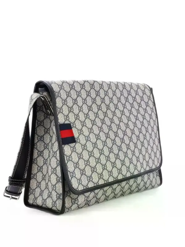 Gucci Web Loop Messenger Gg Coated Canvas Bag - Blue