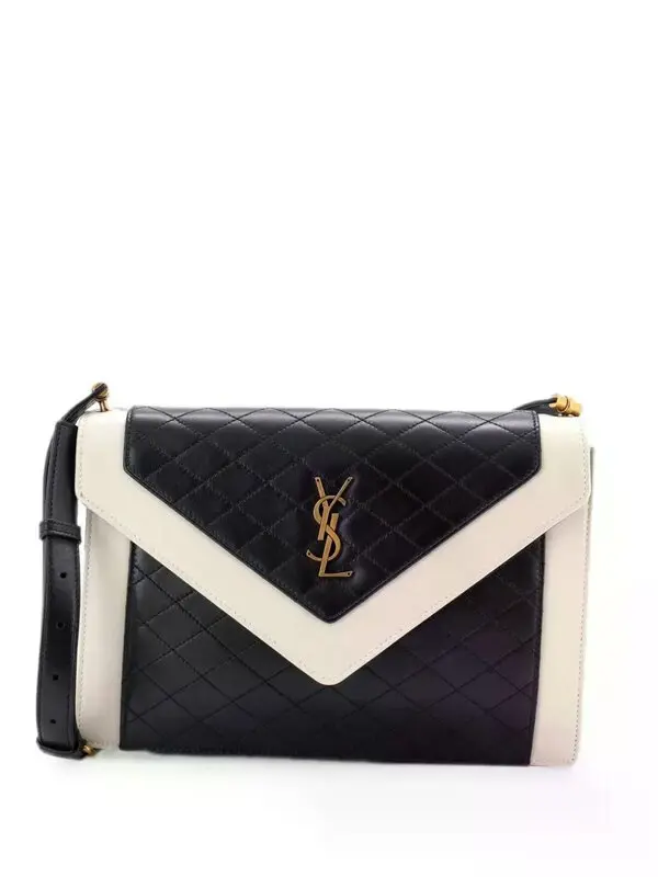 Saint Laurent Gaby Envelope Satchel Quilted Leather Crossbody Bag - Black