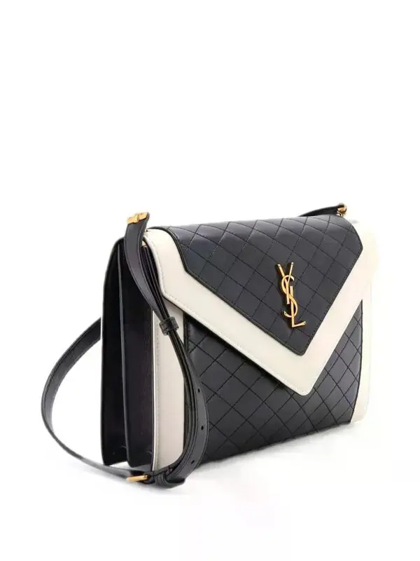 Saint Laurent Gaby Envelope Satchel Quilted Leather Crossbody Bag - Black