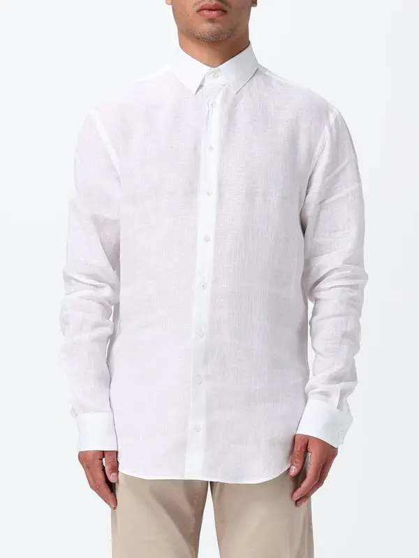 Giorgio Armani Long-sleeved Linen Shirt With A Spread Collar - White