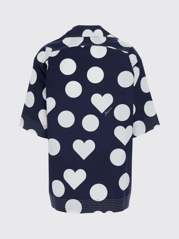 Jacquemus Marin Short-sleeved Shirt With Heart And Polka Dot Print - Navy