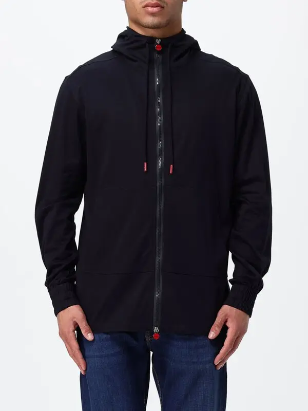 Kiton Cotton Zip-up Hoodie With Enameled Logo Detail - Blue