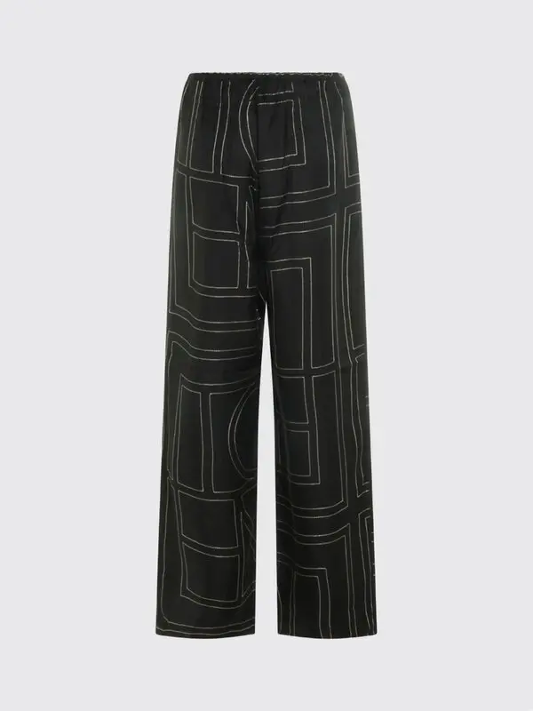 TOTEME Wide Leg Printed Pants - Black