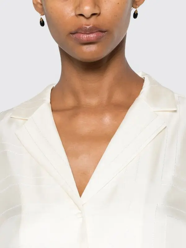 TOTEME Relaxed Fit Monogram Print Silk Shirt