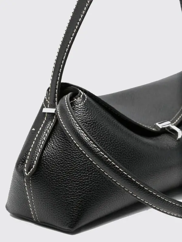 TOTEME T-lock Flared Leather Shoulder Bag - Black