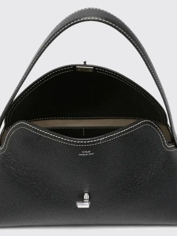 TOTEME T-lock Flared Leather Shoulder Bag - Black