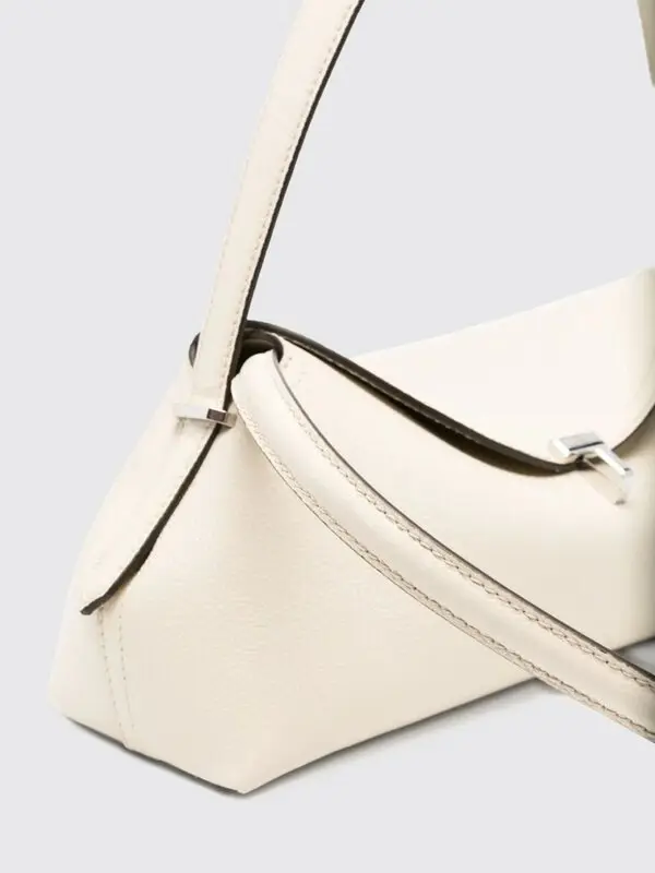 TOTEME T-lock Flared Leather Shoulder Bag - White