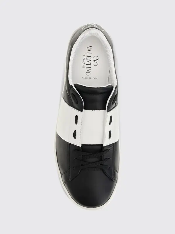 Valentino Garavani Open Calf Leather Sneakers With Vlogo Signature - Black