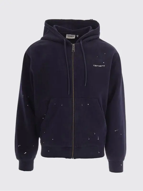 Carhartt Work In Progress Distressed Zip Up Hoodie - Navy
