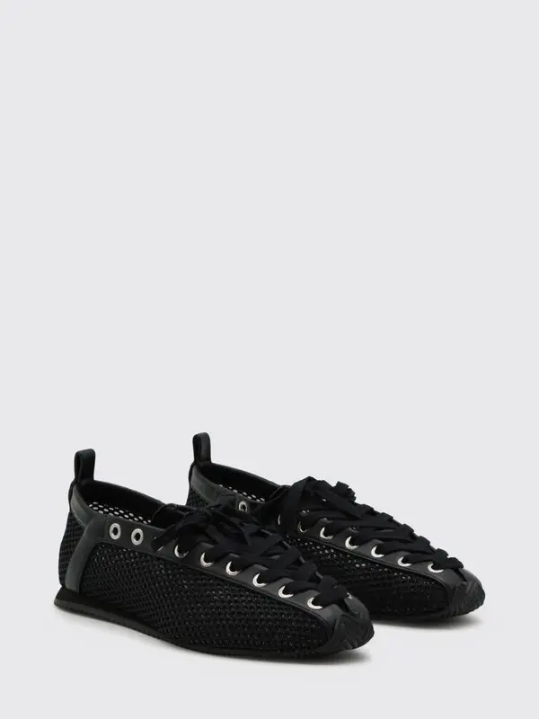GANNI Sporty Lace-up Recycled Mesh Ballet Flats With Elasticized Ankle - Grey