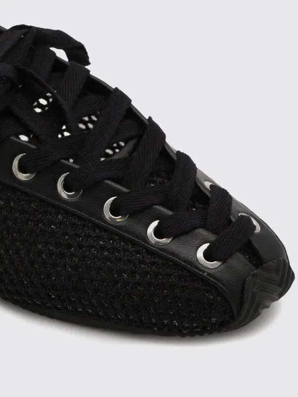 GANNI Sporty Lace-up Recycled Mesh Ballet Flats With Elasticized Ankle - Grey