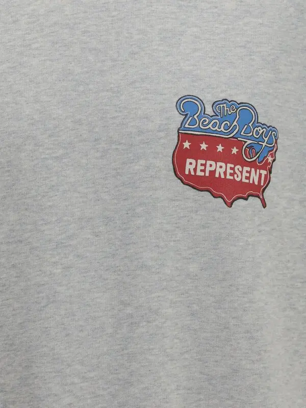 REPRESENT Graphic Print Cotton Crewneck Sweatshirt With Dropped Shoulders - Grey